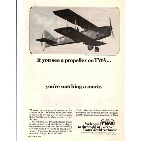 TWA | Other | Twa Trans World Airlines 967 Advertising Print Ad ...